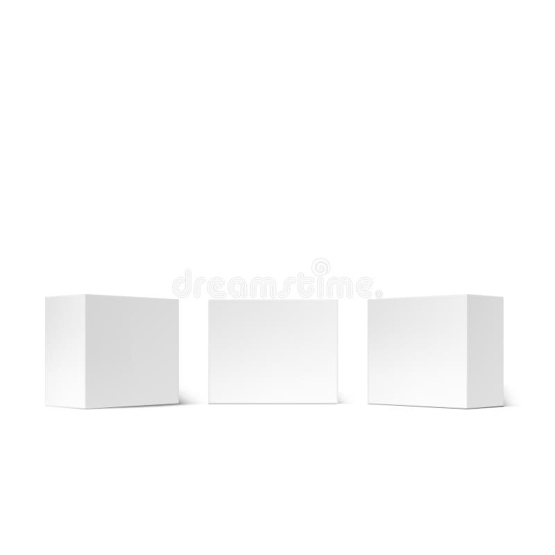 Blank White Product Packaging Boxes Mockup. Vector Stock Vector - Illustration of print, paper ...