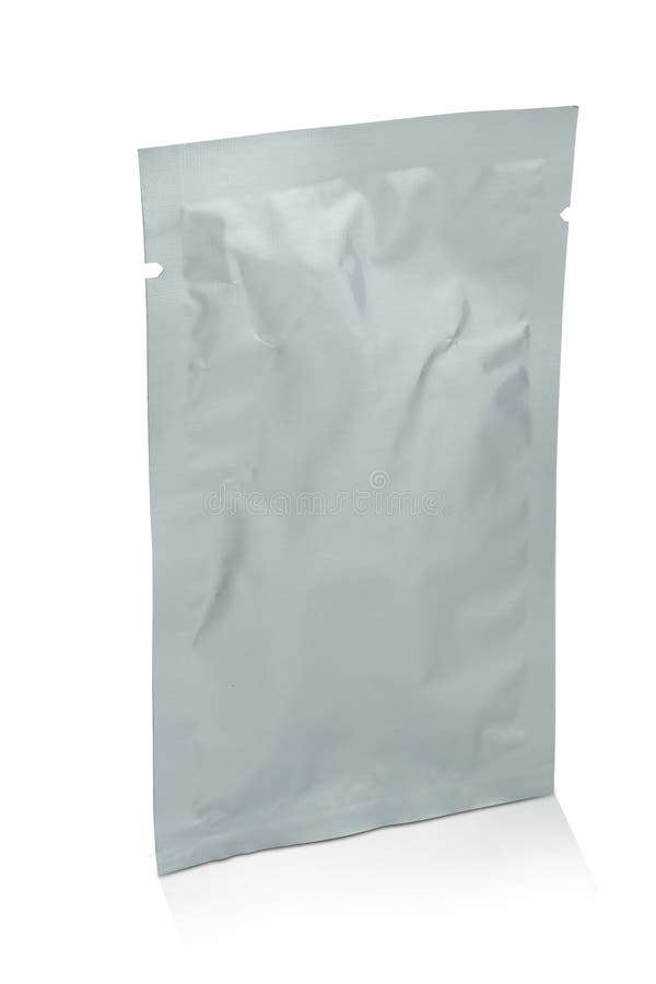White Blank Foil or Plastic Sachet with Valve and Seal Stock Image ...