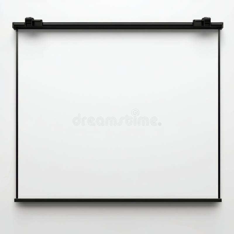 Blank White Projector Screen on Wall with Black Frame for Presentations ...