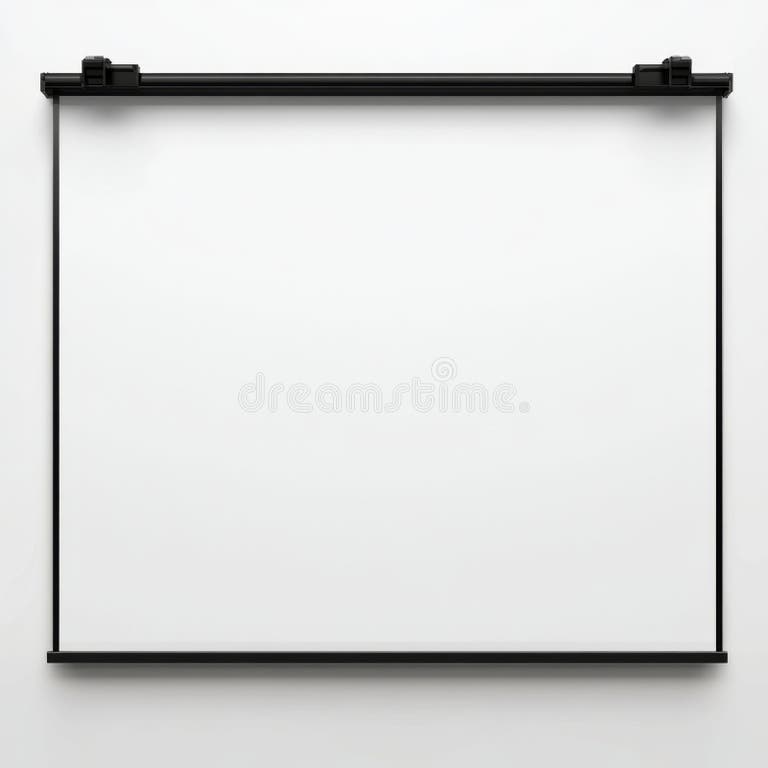 Blank White Projector Screen on Wall with Black Frame for Presentations ...