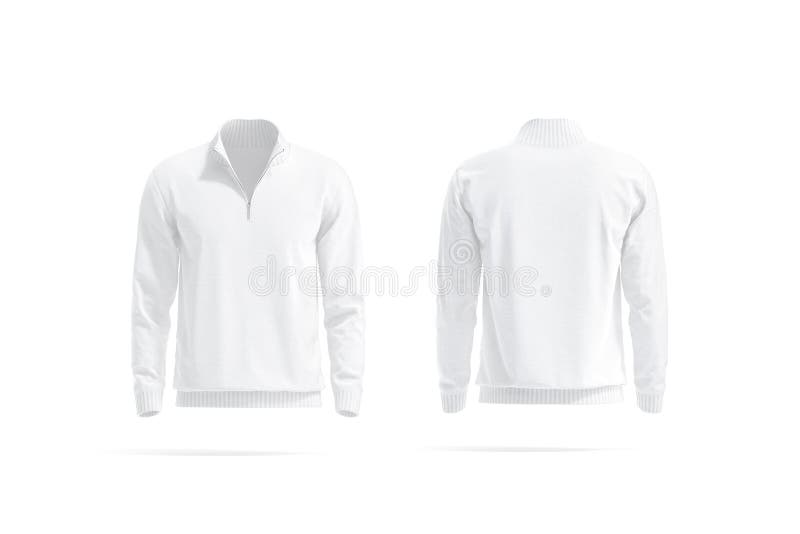 Blank White Quarter Zip Sweater Mockup, Front and Back View Stock Image ...