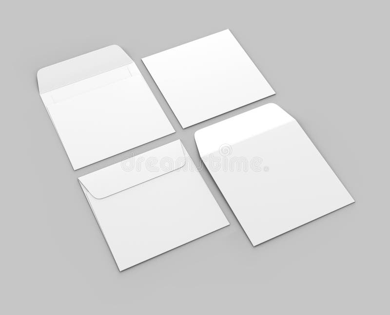 Blank White Realistic Square Straight Flap Envelopes Mock Up. 3d ...