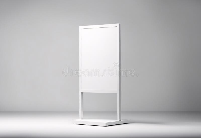A Blank White Rectangular Advertising Stand with a Minimalist Design ...
