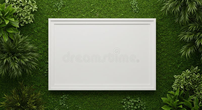 A Blank White Rectangular Frame is Centered on a Lush Green Grass ...