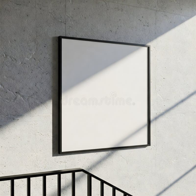 A Blank White Rectangular Frame with a Thin Black Border Hangs on a ...