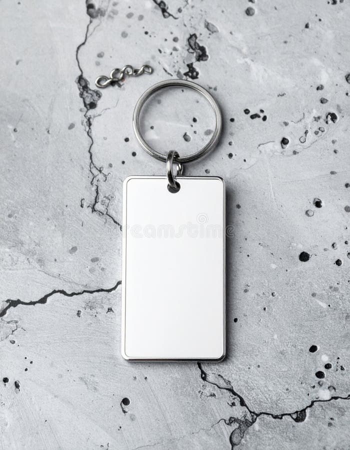 Blank White Rectangular Metal Keychain Mockup Stock Illustration ...