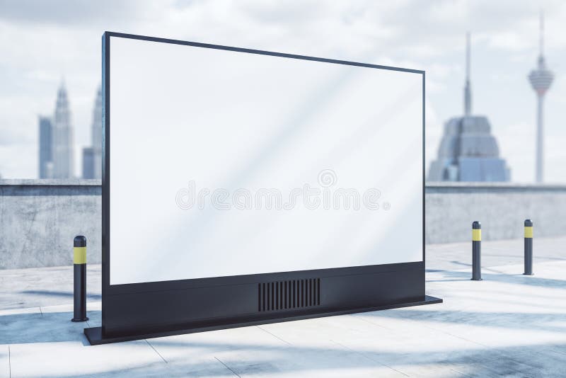 Blank White Rectangular Poster on Light City Background. Mock Up ...