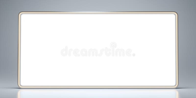 A Blank White Rectangular Sign with a Thin Silver Border on a Light ...