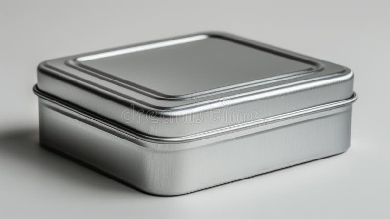 Blank White Rectangular Tin Box for Packaging and Storage Stock ...