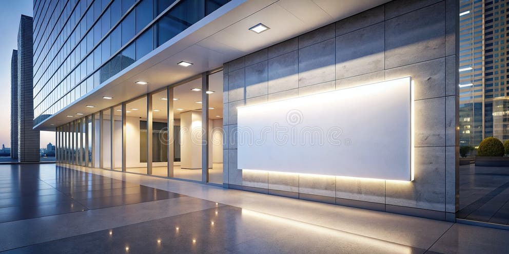 Blank White Rectangular Wall Sign Mockup in Modern Office Space ...