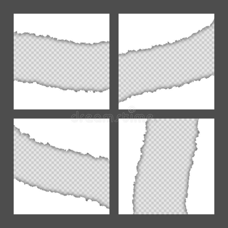 Blank White Ripped Torn Square Paper Sheets Collection Stock Vector ...