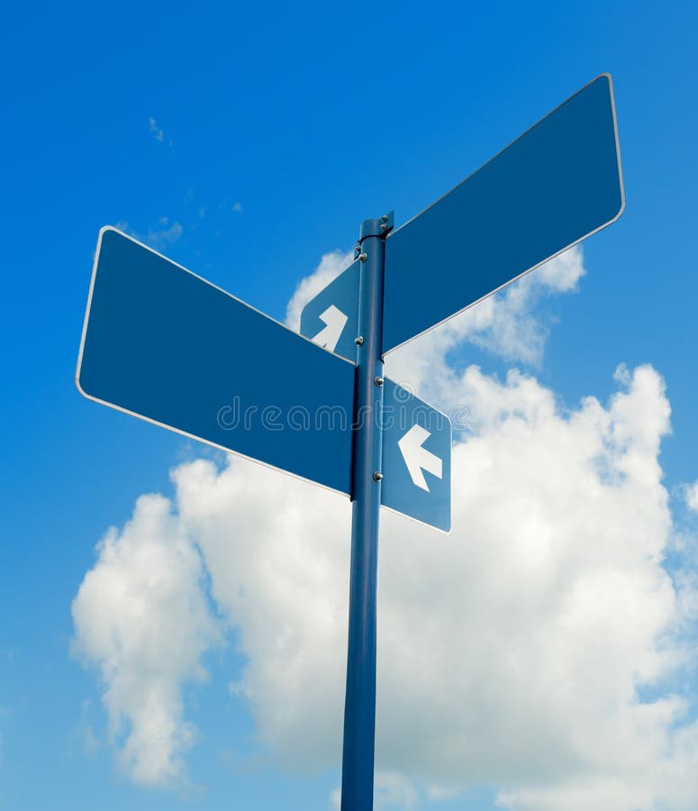 Blank Street Sign Post with 2 Signs Stock Photo - Image of road ...