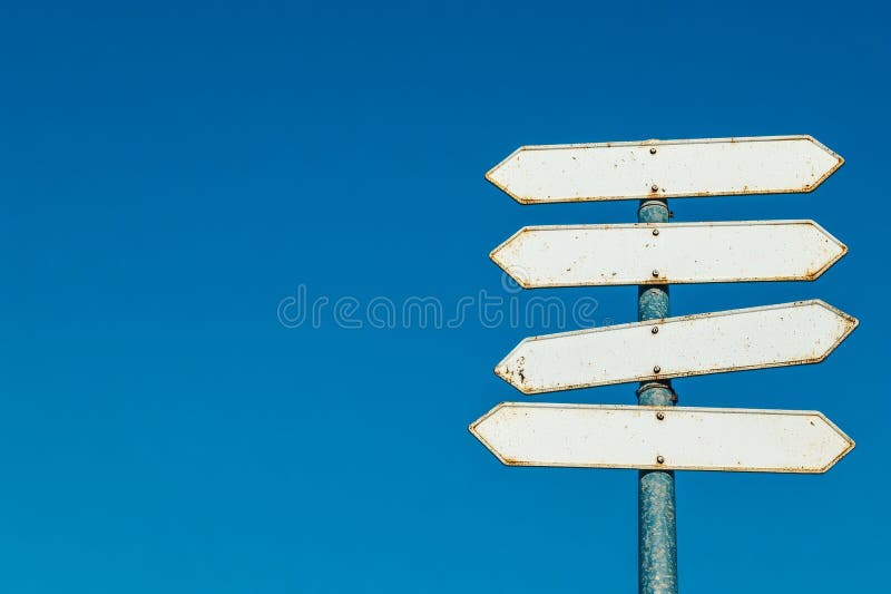 Blank White Road Signs on Pointing in Different Directions. Stock Image ...