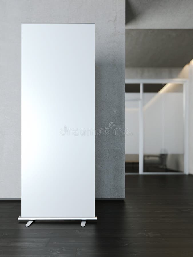 Blank White Roll Up Banner. 3d Rendering Stock Image - Image of ...