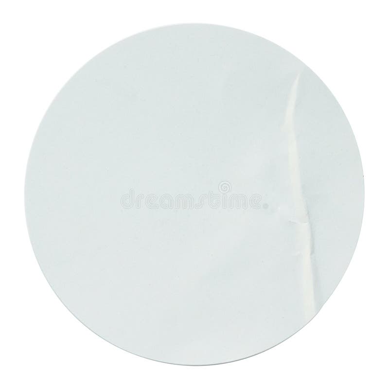 Blank White Round Adhesive Paper Sticker Label Isolated on White ...