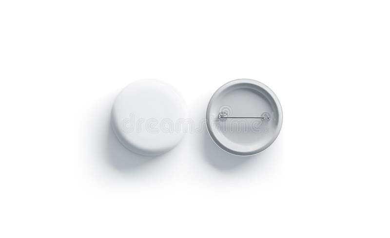 Blank White Round Badge Mockup, Top View, Isolated Stock Illustration ...