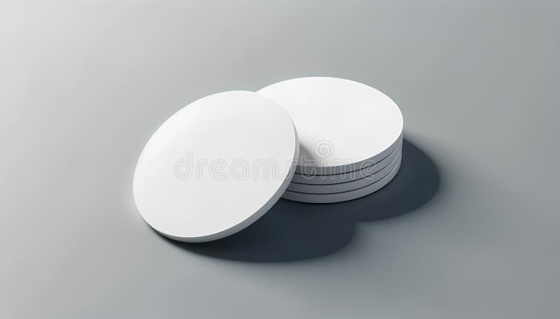 Blank White Round Beer Coasters Stack Mockup on Textured Surface. Stock ...