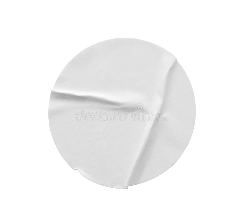 Blank White Round Paper Sticker Label Isolated on White Stock Photo ...