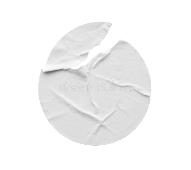 Blank White Round Torn Paper Sticker Label Isolated on White Stock ...