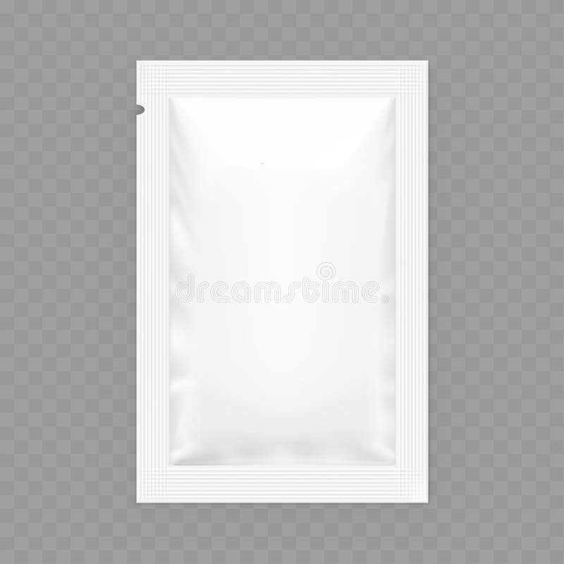 Blank White Sachet Packet Mockup - Single Serving Pouch. Vector Stock ...