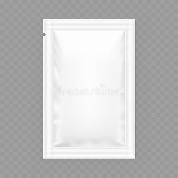 Blank White Sachet Packet Mockup - Single Serving Pouch. Vector Stock ...