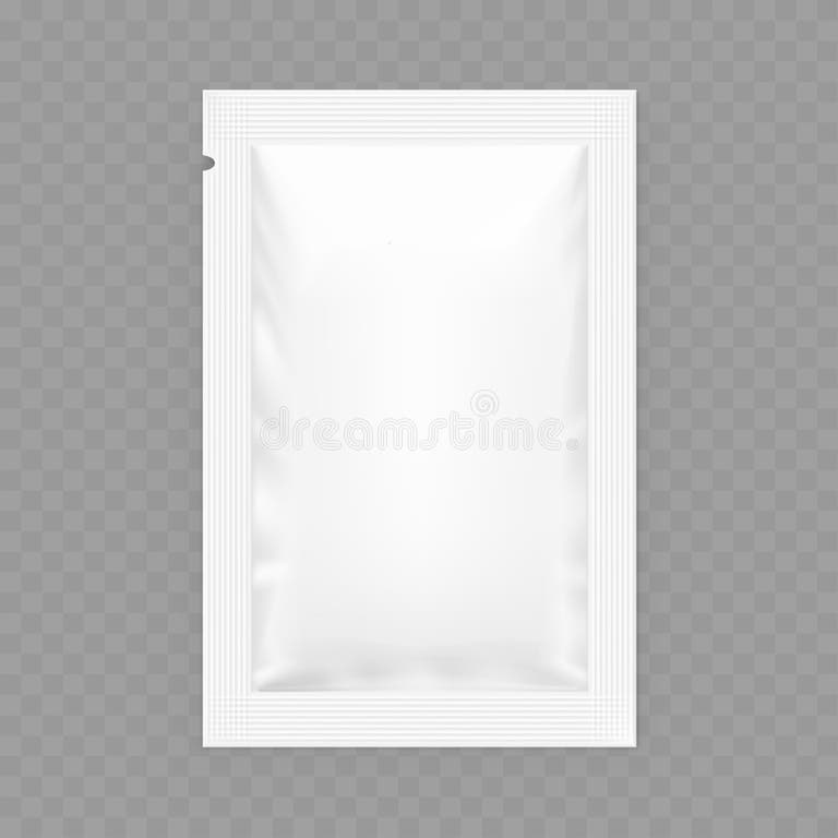 Blank White Sachet Packet Mockup - Single Serving Pouch. Vector Stock ...