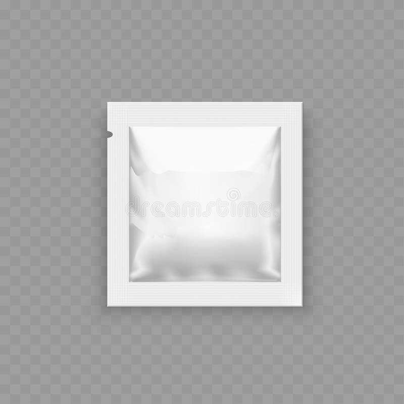 Blank White Sachet Packet Mockup - Single Serving Pouch. Vector Stock ...