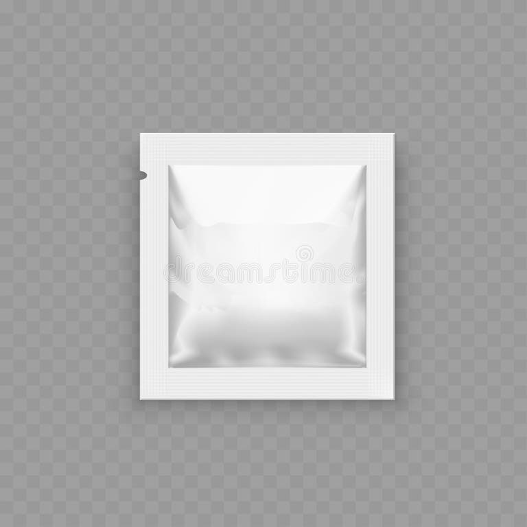 Blank White Sachet Packet Mockup - Single Serving Pouch. Vector Stock ...