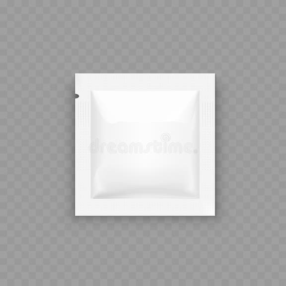 Blank White Sachet Packet Mockup - Single Serving Pouch. Vector Stock ...