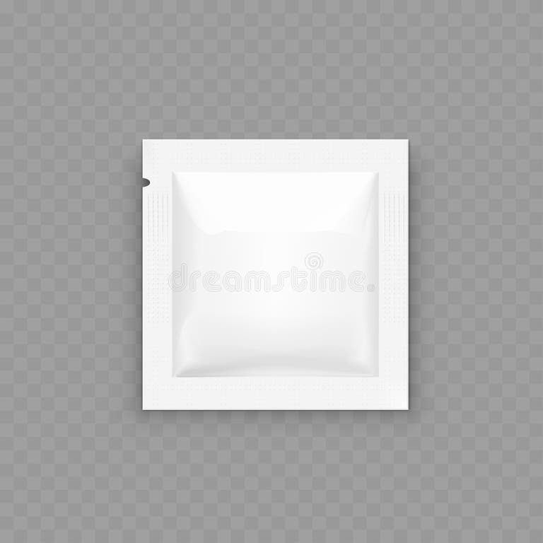 Blank White Sachet Packet Mockup - Single Serving Pouch. Vector Stock ...