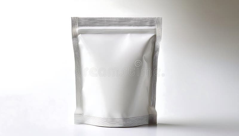 Blank White Sachet Packet Standing Upright on a White Background with ...