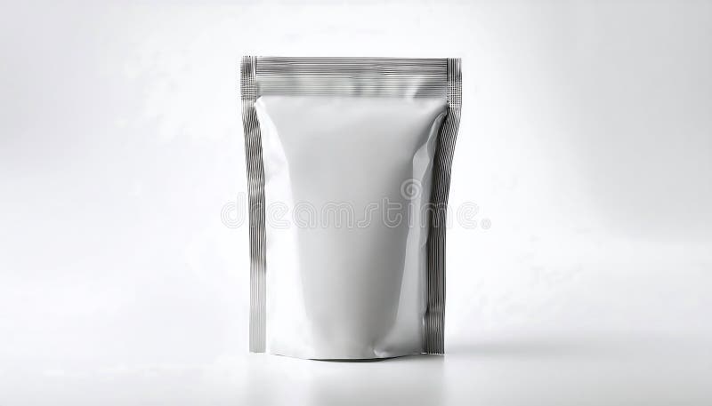 Blank White Sachet Packet Standing Upright on a Soft-shadowed White ...