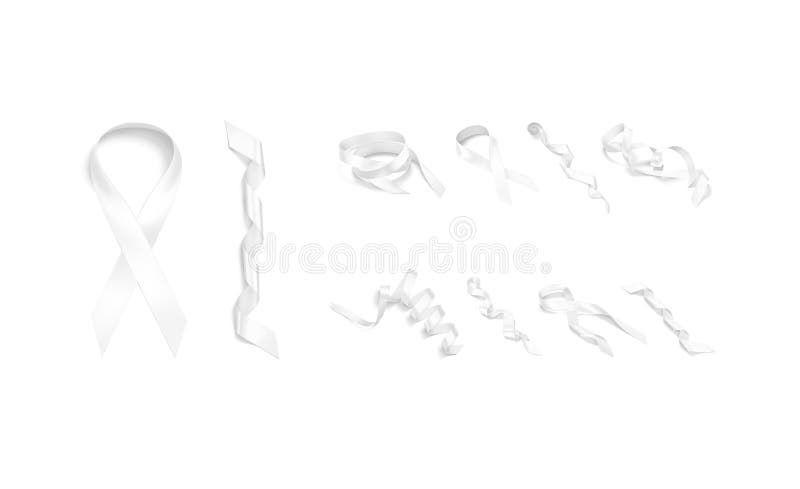 Blank White Satin Ribbon Mockup, Different Types and Views Stock ...