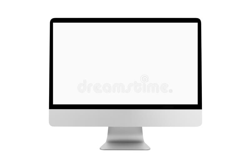 Blank White Screen Computer Display Isolate on White Background Stock ...