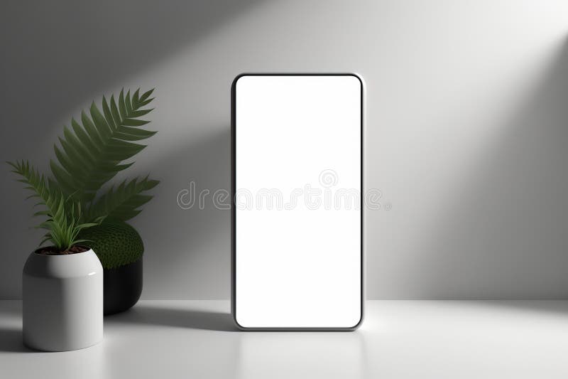 Blank White Screen Mobile Phone, Mock Up Style. AI Generated Stock ...