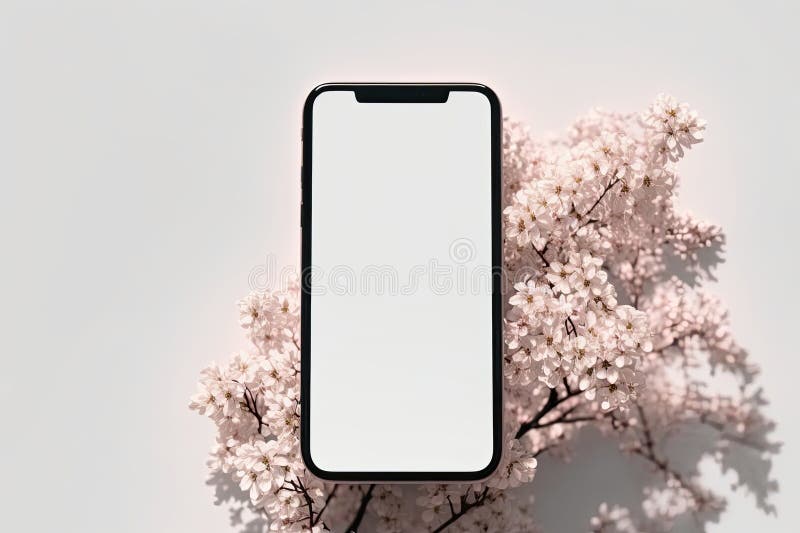 Blank White Screen Smart Phone Max Pro Realistic Vertical Mockup ...