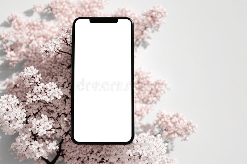 Blank White Screen Smart Phone Max Pro Realistic Vertical Mockup ...