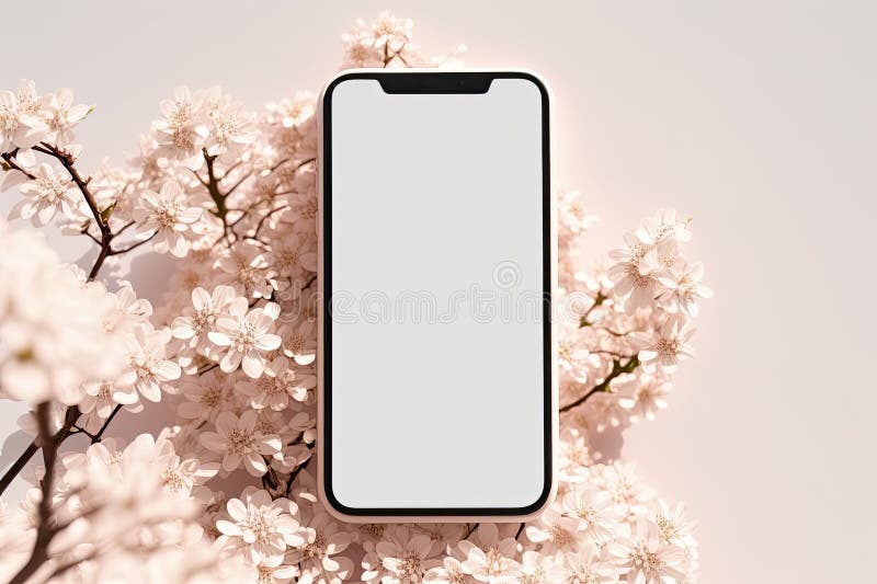 Blank White Screen Smart Phone Max Pro Realistic Vertical Mockup ...