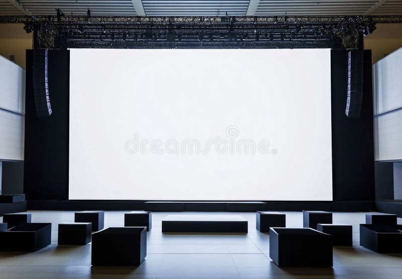 Blank White Screen Stage Modern Conference Room High Quality Image ...