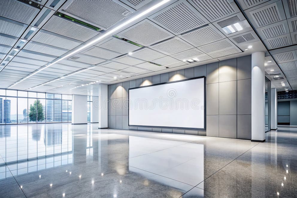 Blank White Screen Wall in Modern Office Interior a Versatile Mockup ...