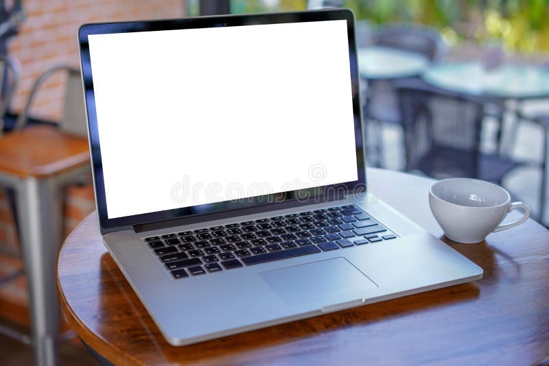 Blank White Screen Workspace, Laptop Computer Advertising Text M Stock ...