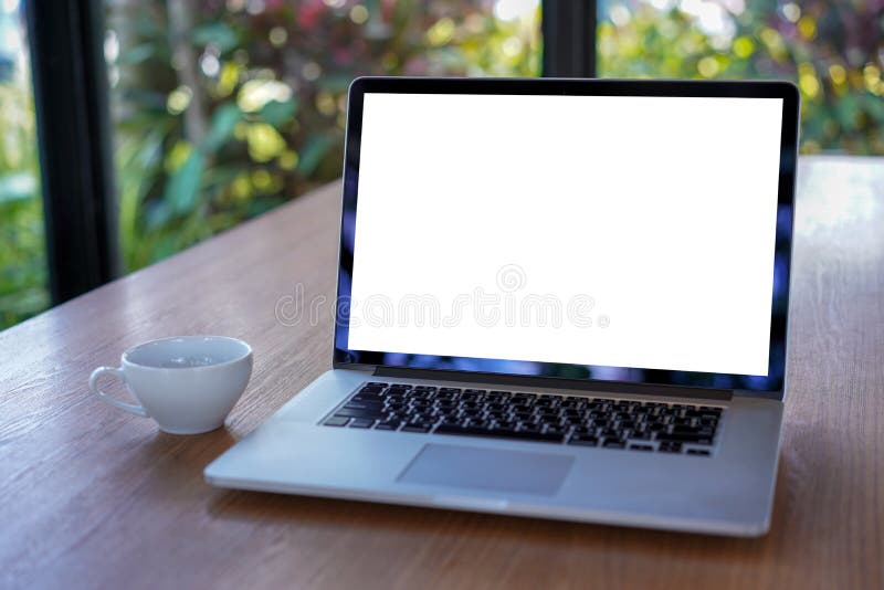 Blank White Screen Workspace, Laptop Computer Advertising Text M Stock ...