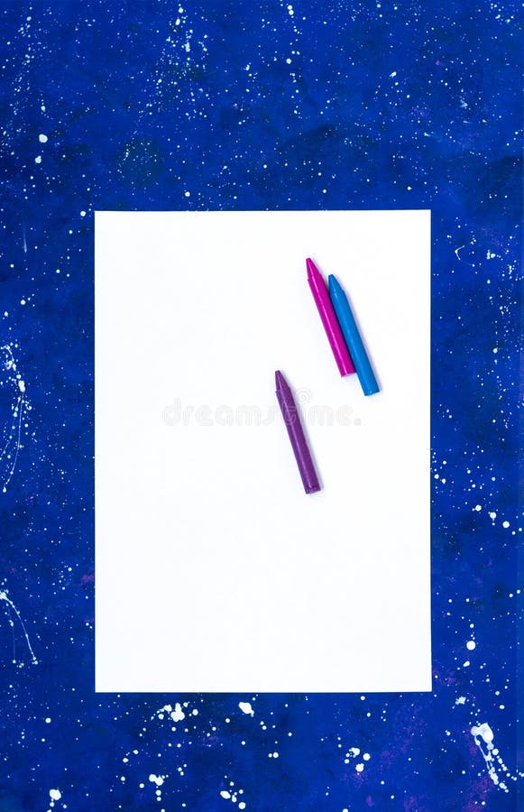 Blank White Sheet of Paper with Crayons Stock Photo - Image of bright ...