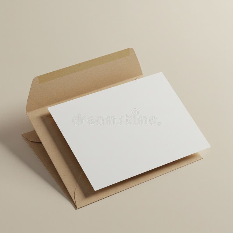 A Blank White Sheet of Paper Partially Placed Inside a Brown Kraft ...