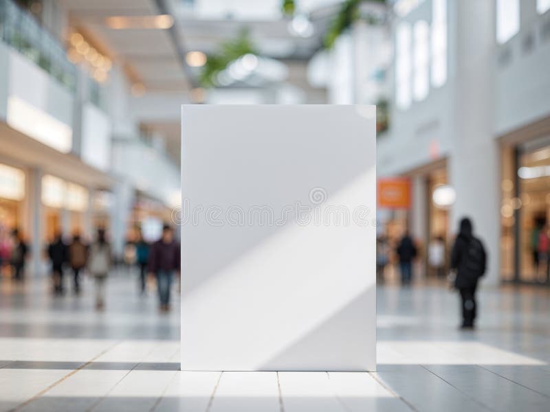 Blank White Sign Mockup in Modern Shopping Mall Stock Image - Image of ...