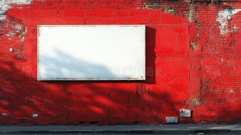 Blank White Sign on Red Brick Wall Stock Illustration - Illustration of ...
