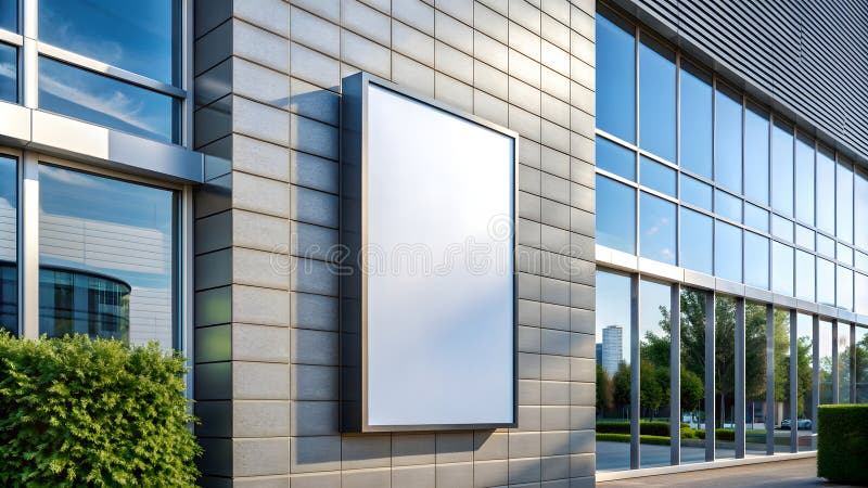 Blank White Signboard on Modern Office Building. 3d Illustration Stock ...