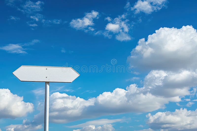 Blank White Signpost Against Blue Sky with Clouds Stock Image - Image ...