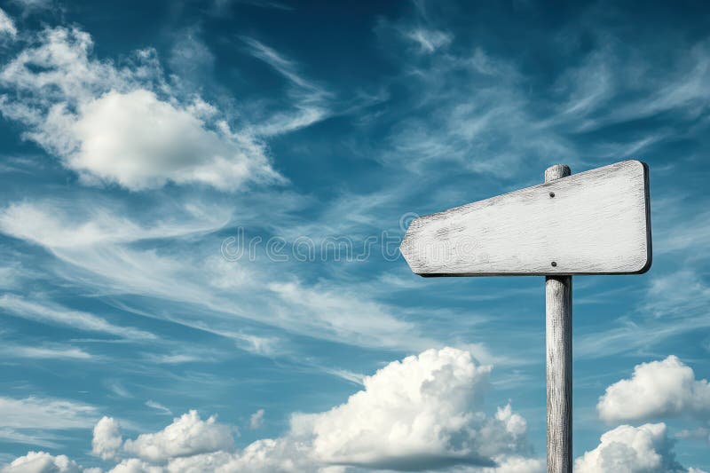 Blank White Signpost Against Blue Sky with Clouds Stock Photo - Image ...