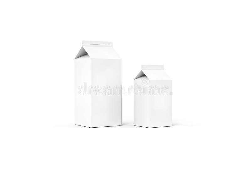 Blank White Small and Big Milk Pack Mock Up Set. Stock Photo - Image of ...